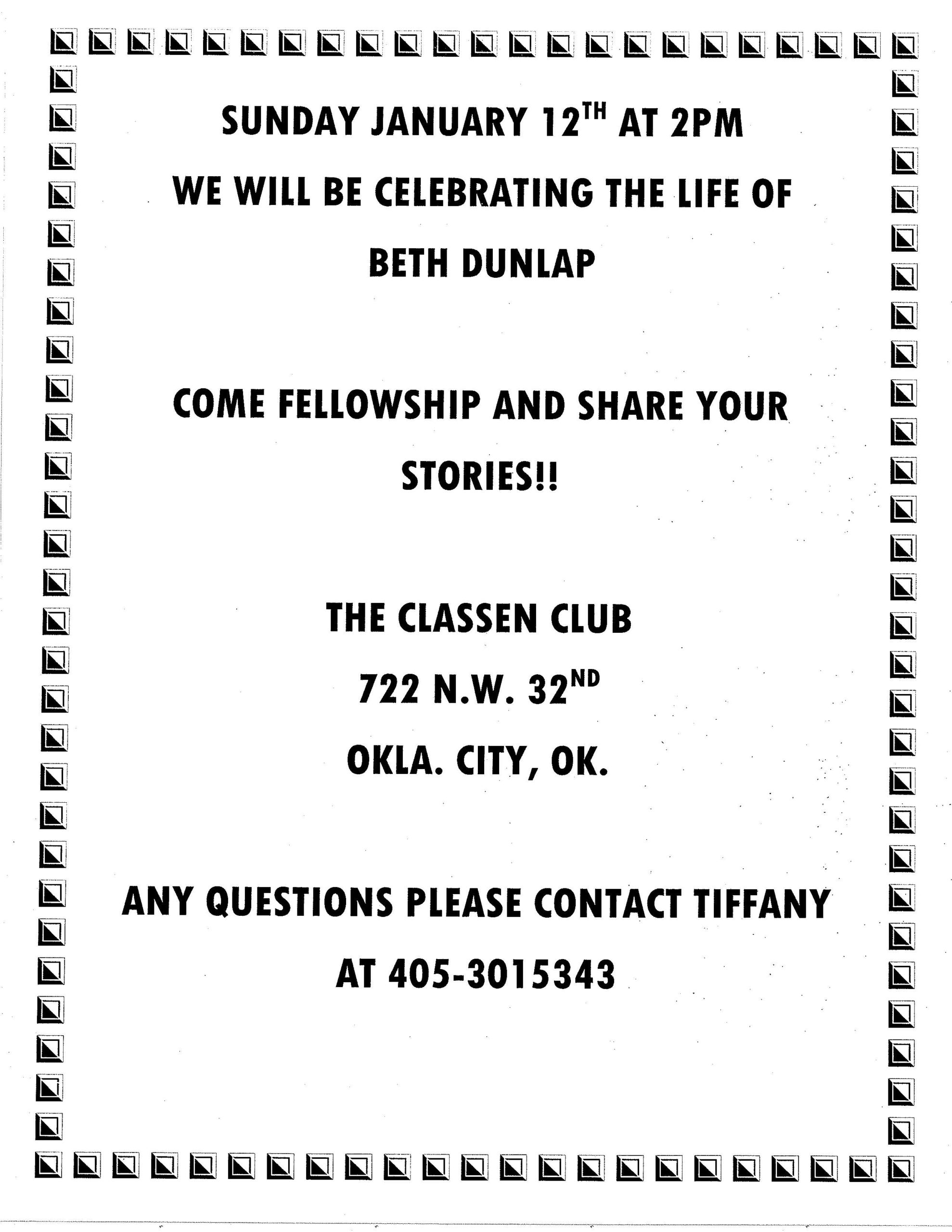 Beth Dunlap Memorial – OKC Intergroup